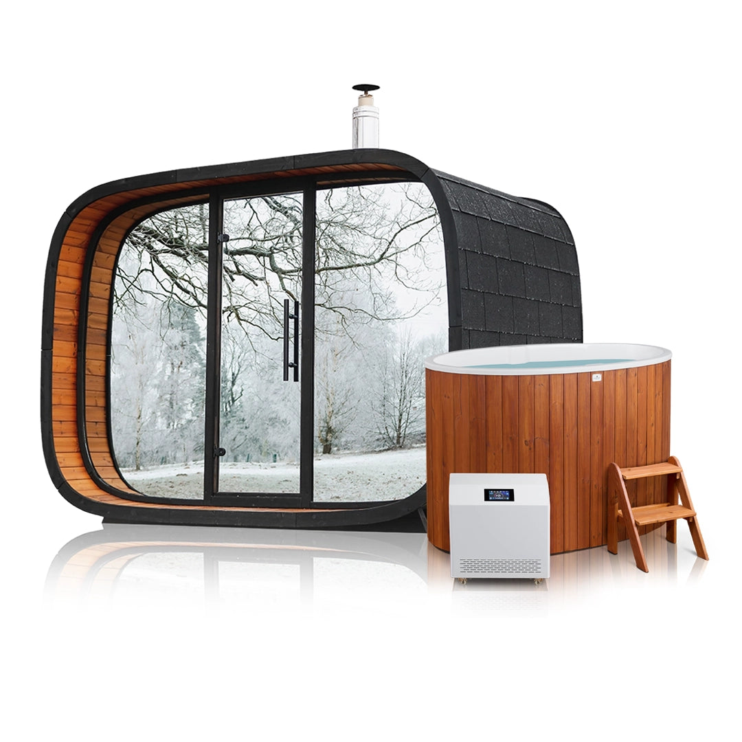 Echo Round Cube Outdoor Sauna With Huum Hive Mini WIFI Heater & 2 Pers – Northern Saunas