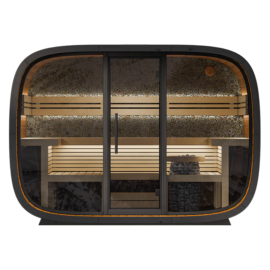 Leil® Round Cube Relax Outdoor Cabin Sauna For 6 People – Northern Saunas