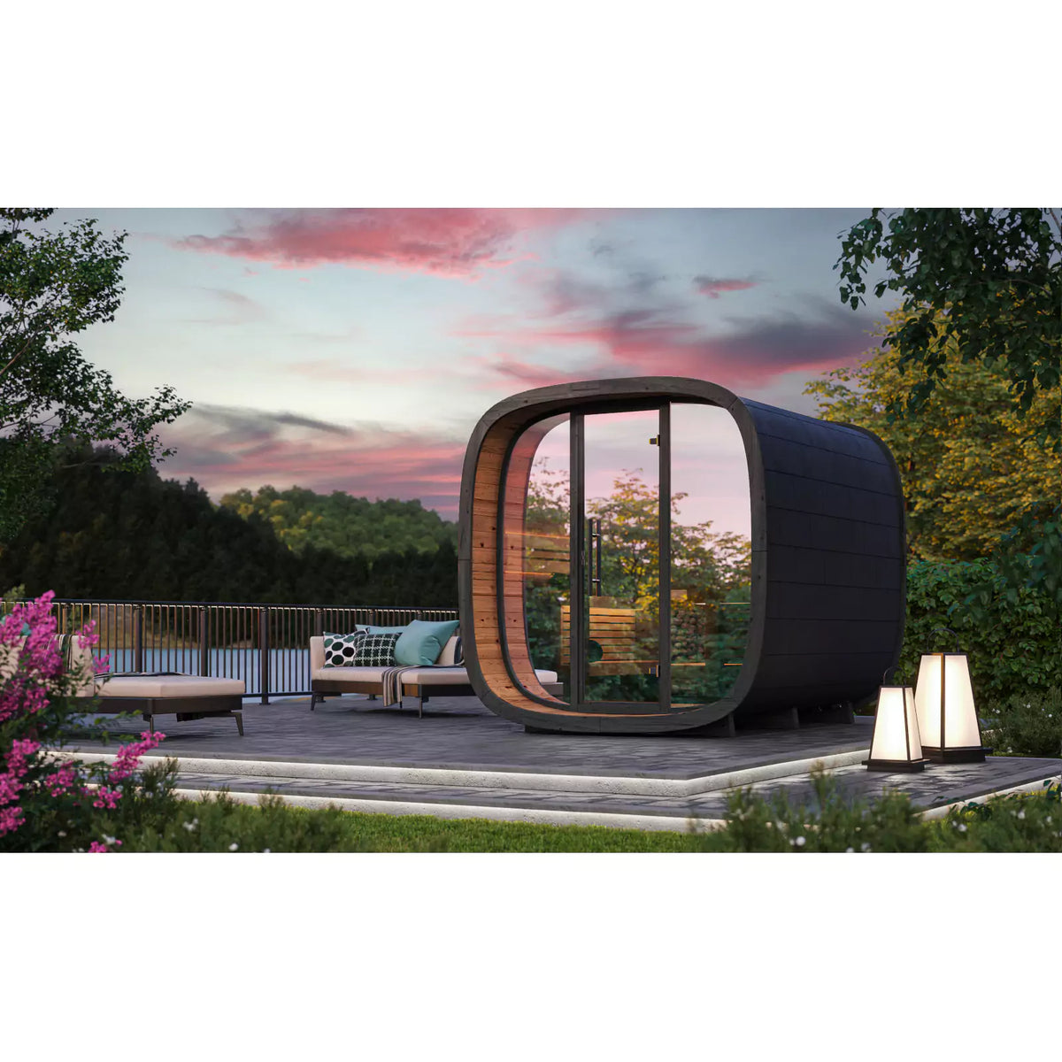 Scandinavian Haven Round Cube Outdoor Cabin Sauna For 2-4 People ...