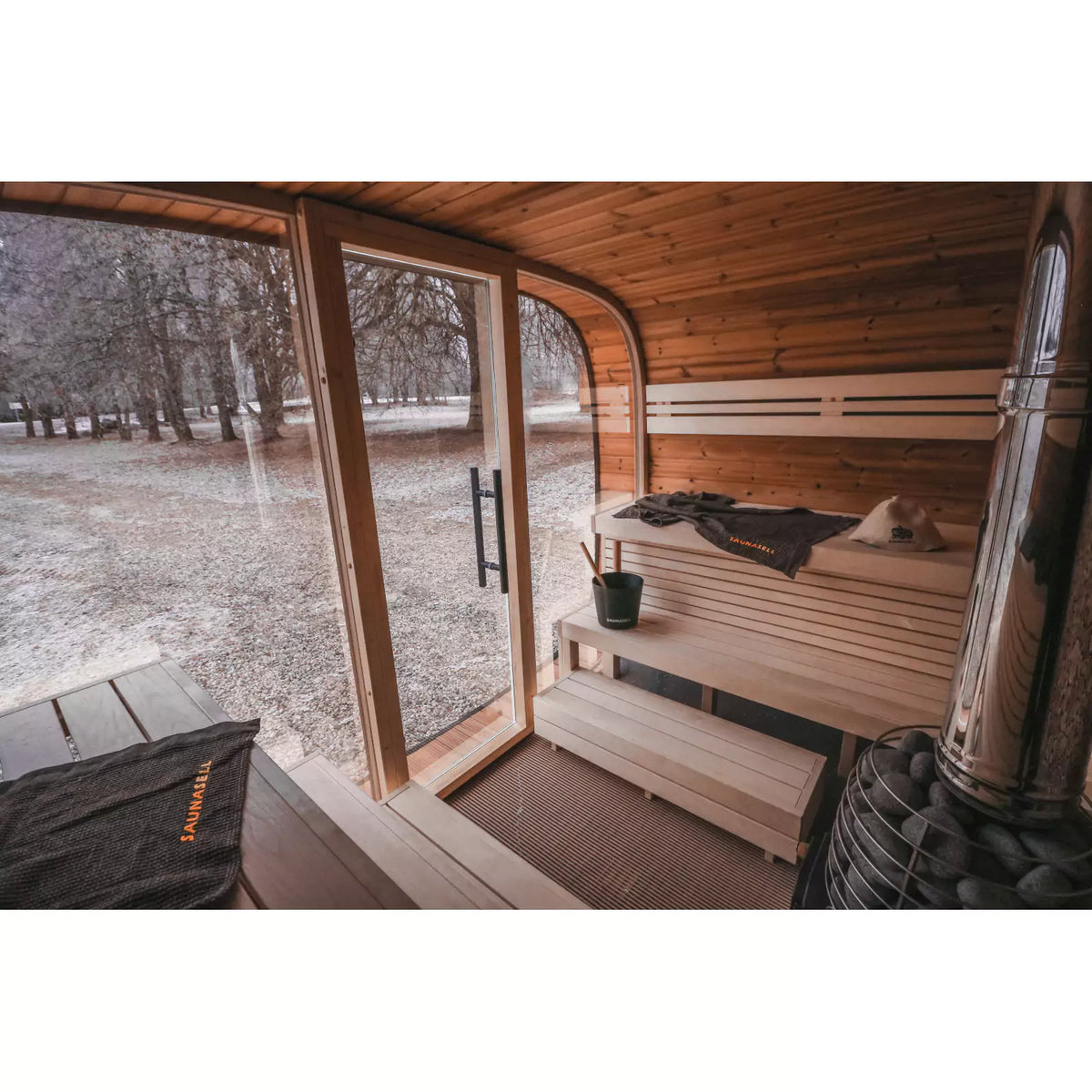 Echo Round Cube Outdoor Cabin Sauna For 6-8 People (Facing Benches ...